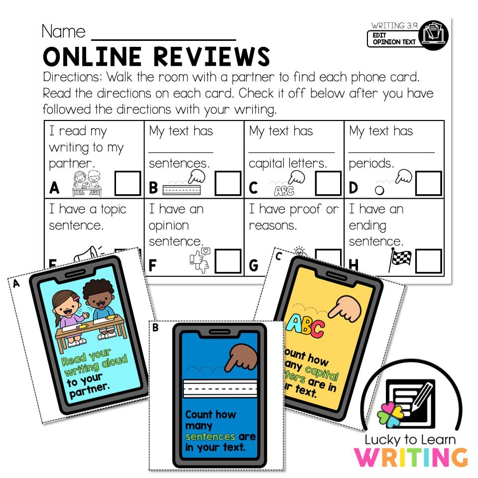 Lucky to Learn Writing 1st Grade - Unit 3 Intro to Opinion - Writing 3. ...