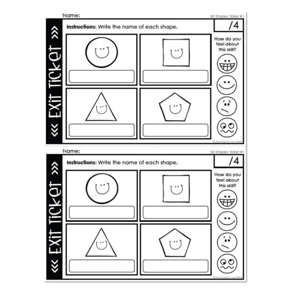 Math Exit Tickets - 2D Shapes - Lucky Little Learners