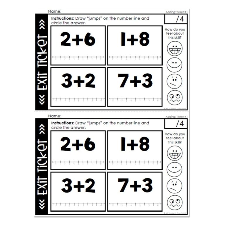 Math Exit Tickets - Adding - Lucky Little Learners