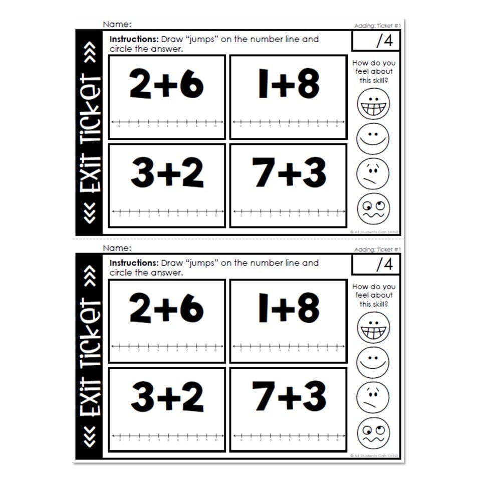 Math Exit Tickets - Adding - Lucky Little Learners