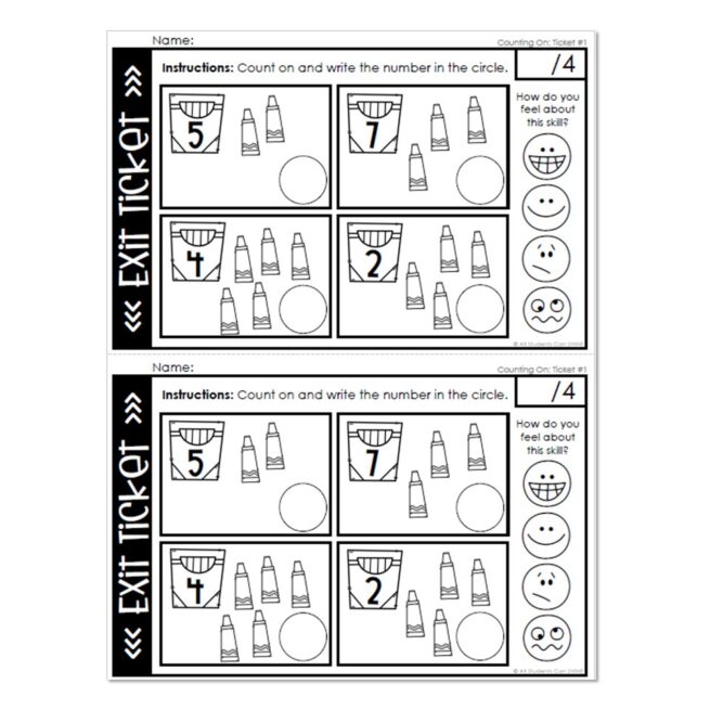 Math Exit Tickets - Counting On - Lucky Little Learners