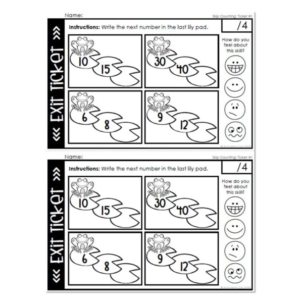 Math Exit Tickets - Skip Counting - Lucky Little Learners