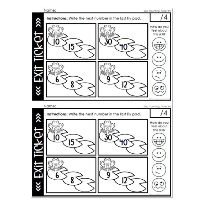 Math Exit Tickets - Skip Counting - Lucky Little Learners