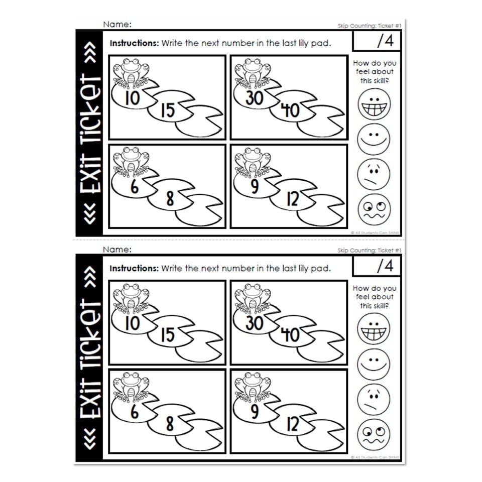 Math Exit Tickets - Skip Counting - Lucky Little Learners