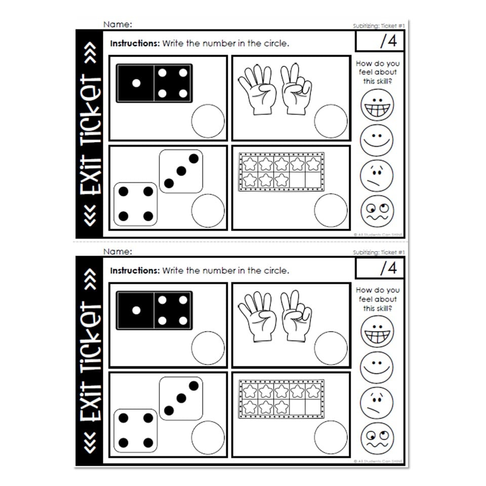 Math Exit Tickets - Subitizing - Lucky Little Learners