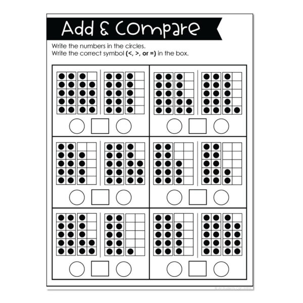 Math Printables - Add and Compare - Lucky Little Learners