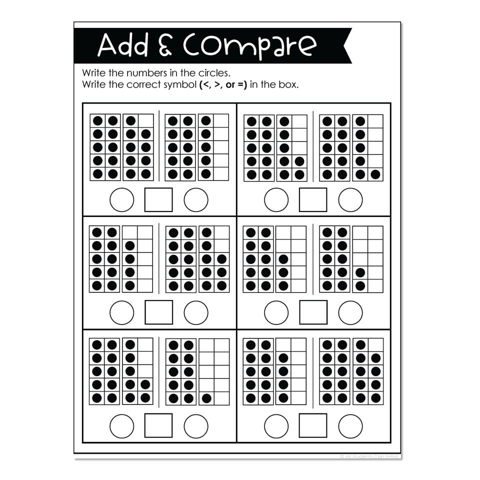 Math Printables - Add and Compare - Lucky Little Learners