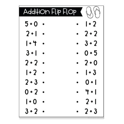 Math Printables - Addition Flip Flop - Lucky Little Learners