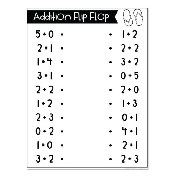 Math Printables - Addition Flip Flop - Lucky Little Learners