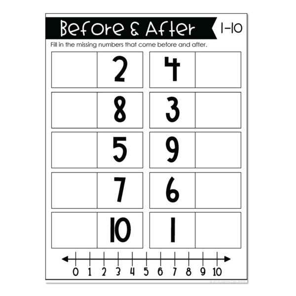 Math Printables - Before and After - Lucky Little Learners