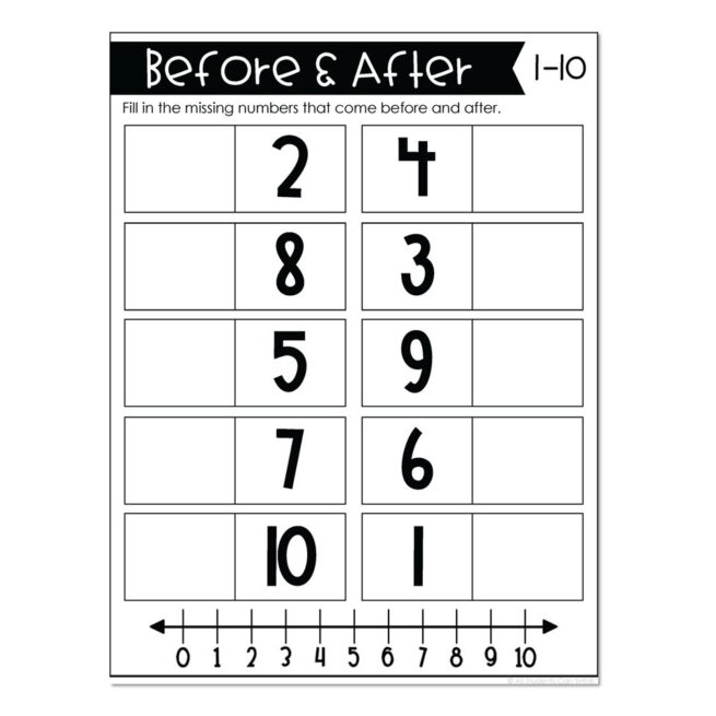 Math Printables - Before and After - Lucky Little Learners