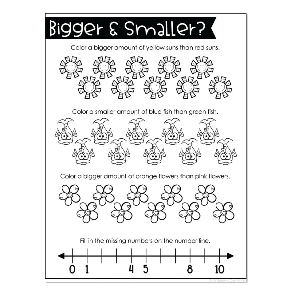 Math Printables - Bigger and Smaller - Lucky Little Learners