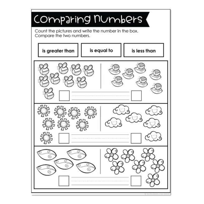 Math Printables - Comparing Numbers - Lucky Little Learners