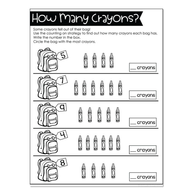 Math Printables - How Many Crayons - Lucky Little Learners
