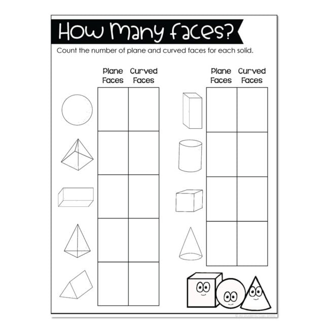 Math Printables - How Many Faces - Lucky Little Learners