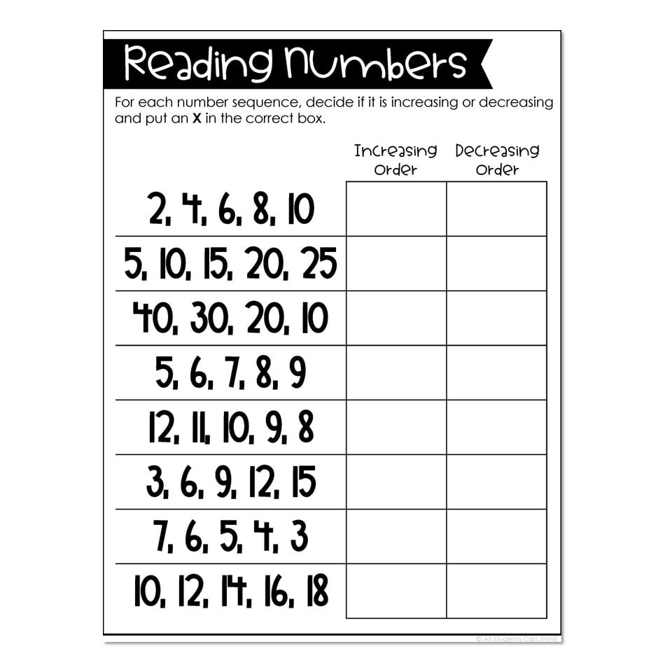 Math Printables - Reading Numbers - Lucky Little Learners