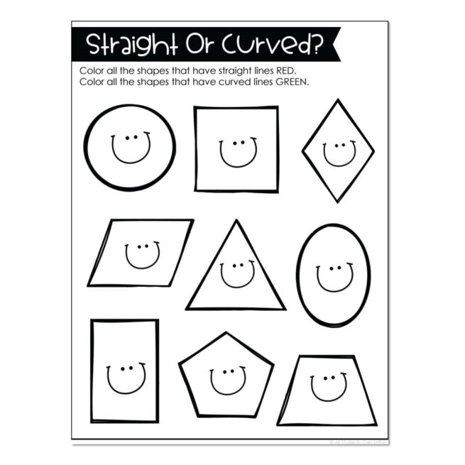 Math Printables - Straight or Curved - Lucky Little Learners