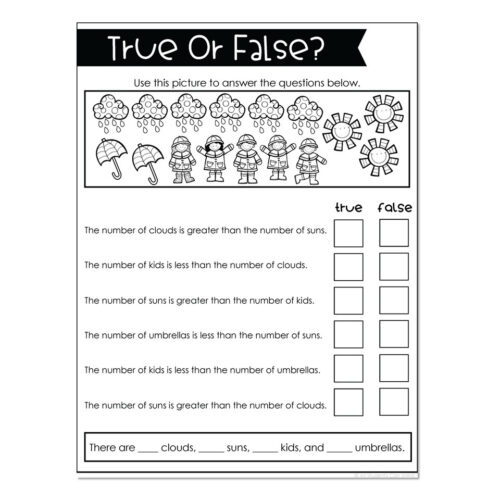 Math Printables - True or False - Lucky Little Learners