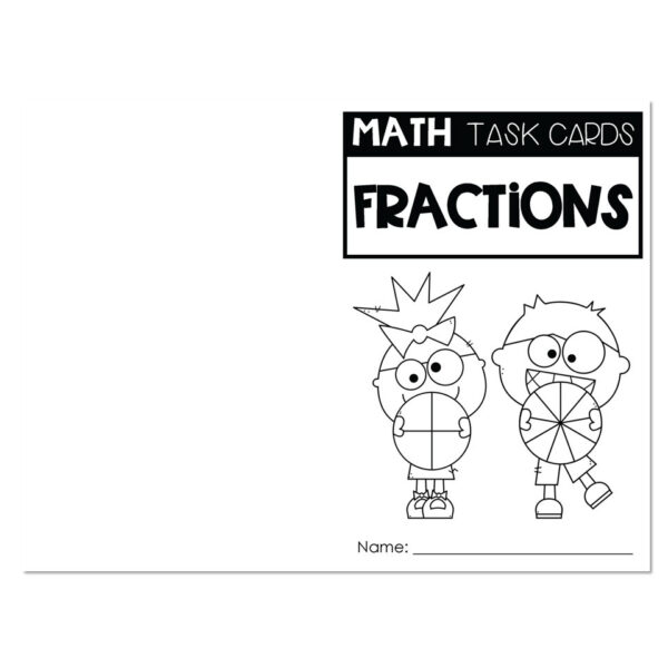 Math Task Cards - Fractions - Recording Sheet Cover - Lucky Little Learners