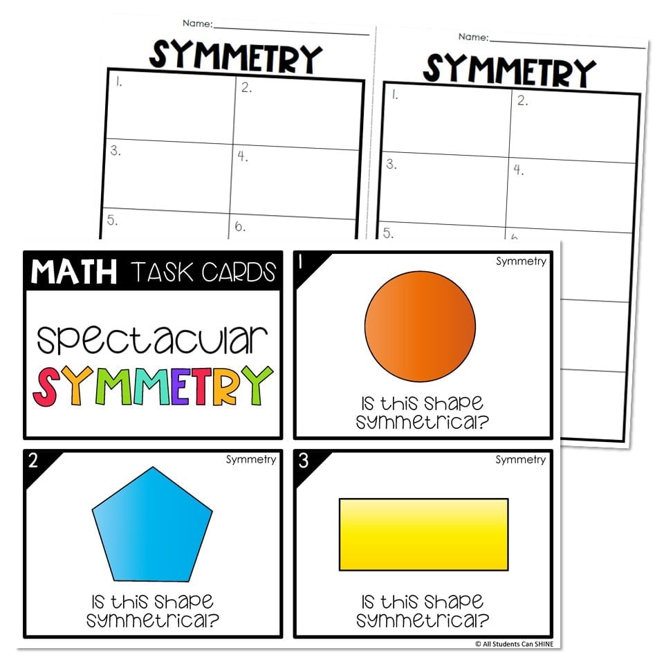Math Task Cards - Geometry - Spectacular Symmetry - Lucky Little Learners