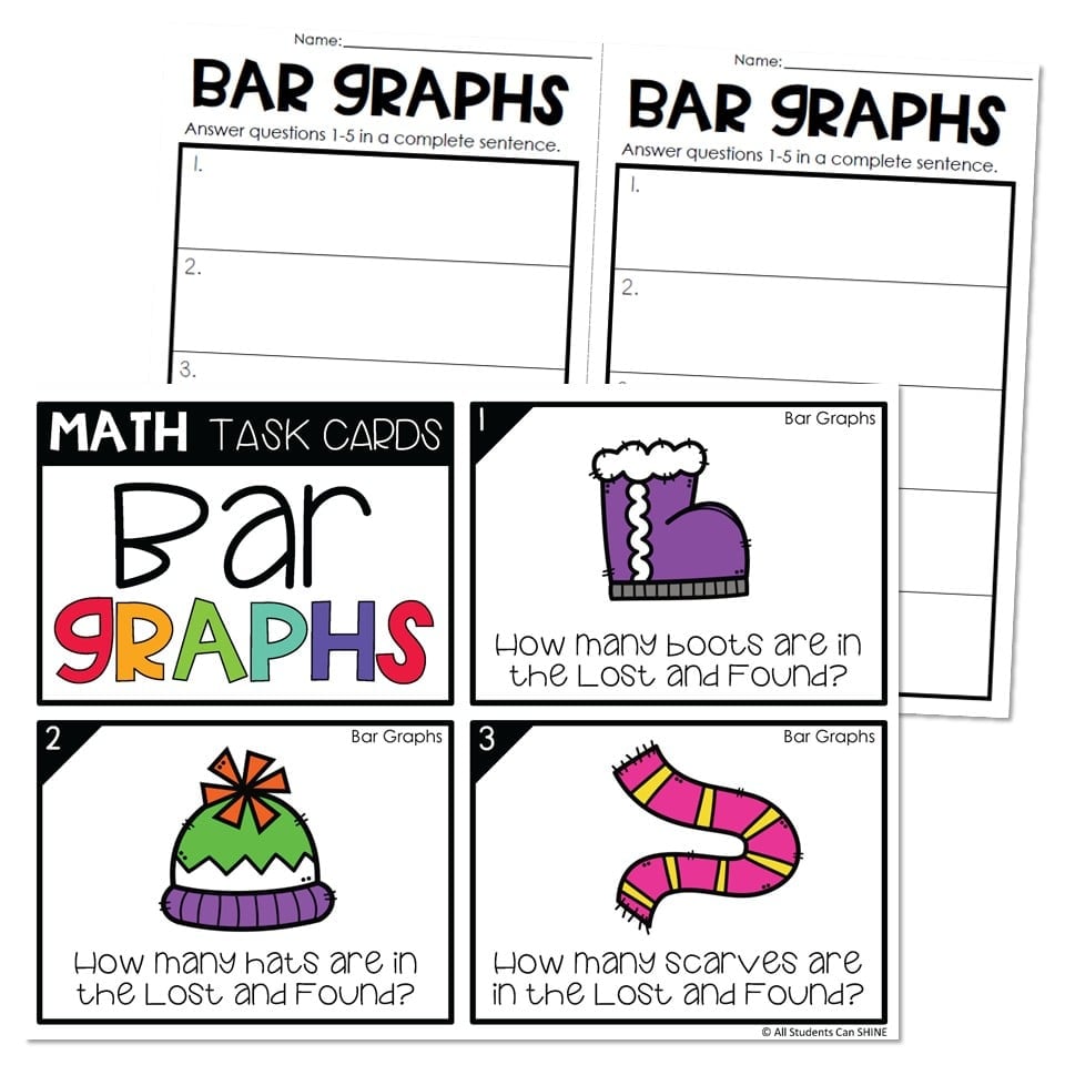 Math Task Cards - Graphing - Bar Graphs - Lucky Little Learners