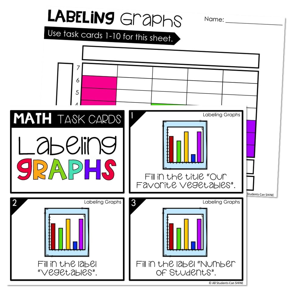 Math Task Cards - Graphing - Labeling Graphs - Lucky Little Learners