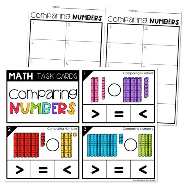 Math Task Cards - Place Value - Comparing Numbers - Lucky Little Learners
