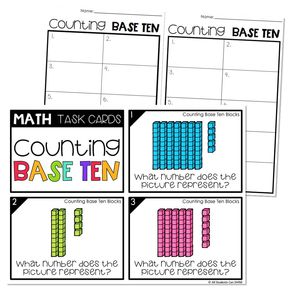 Math Task Cards - Place Value - Counting Base Ten - Lucky Little Learners