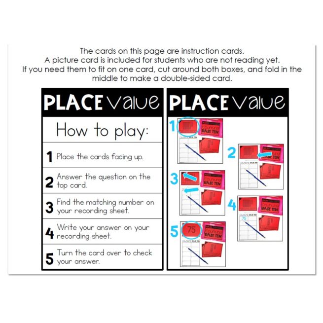 Math Task Cards - Place Value - Instruction Card - Lucky Little Learners