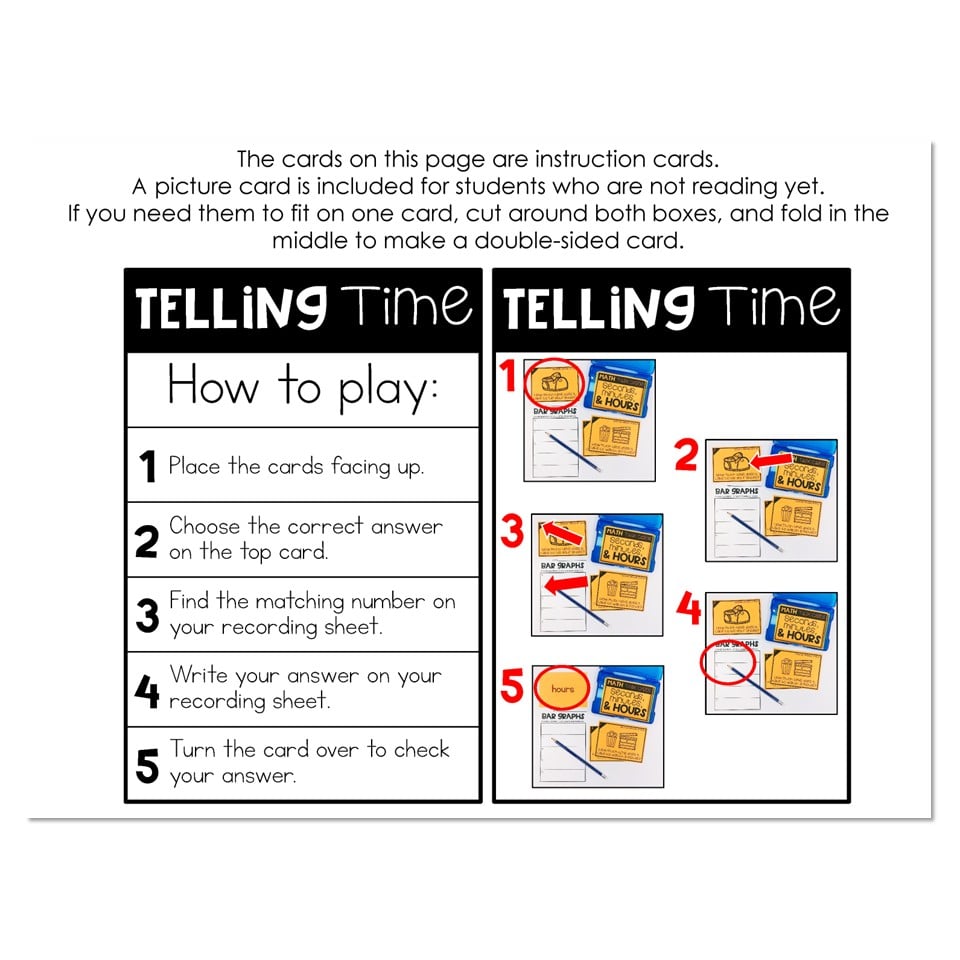 Math Task Cards - Time - Instruction Card - Lucky Little Learners
