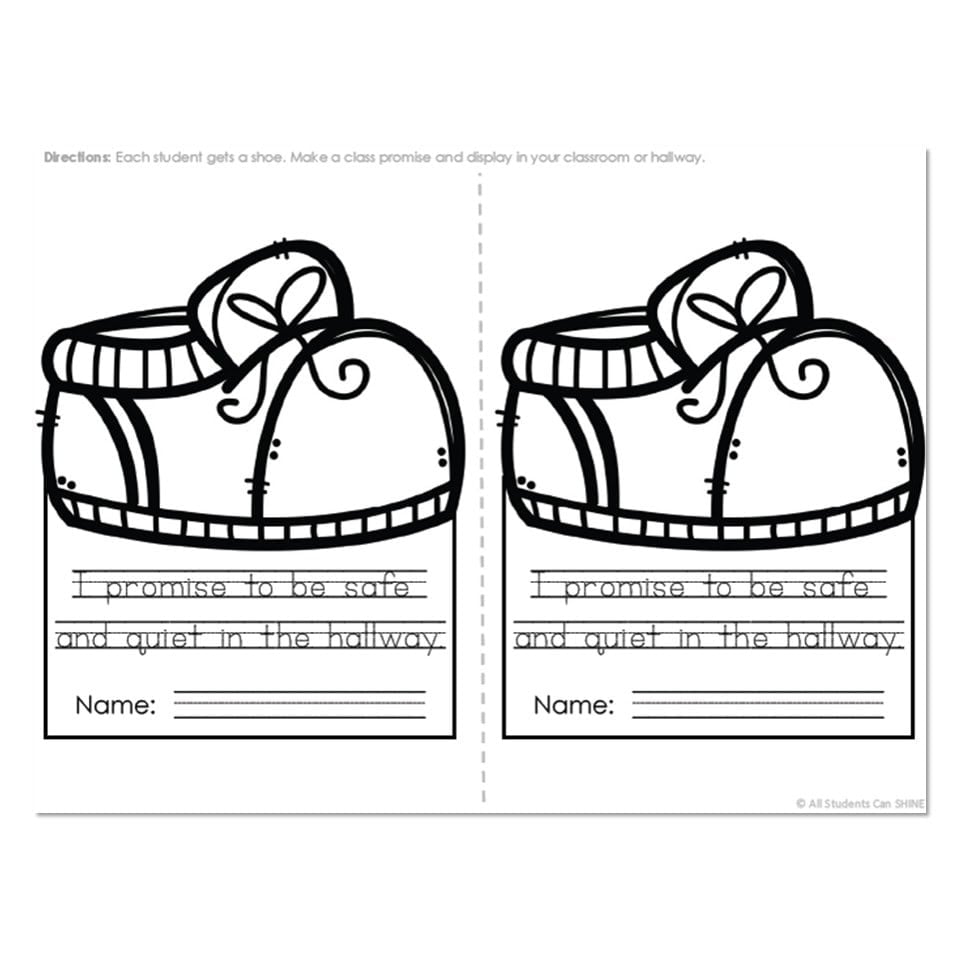 Monthly Themed Writing - August - Class Promise Shoe - Lucky Little ...