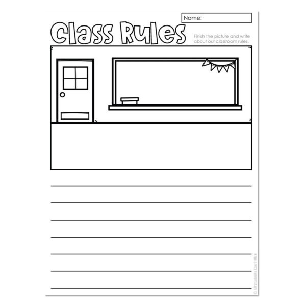 Monthly Themed Writing - August - Class Rules - Lucky Little Learners