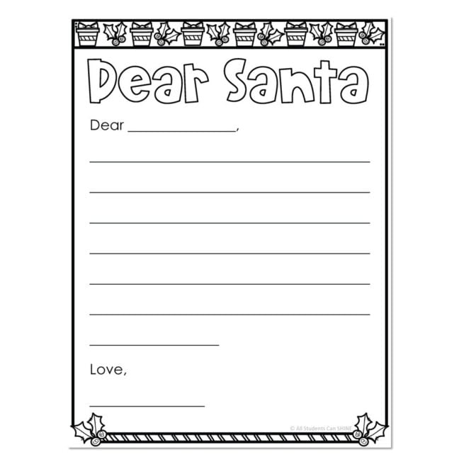 Monthly Themed Writing - December - Letter for Santa - Lucky Little ...