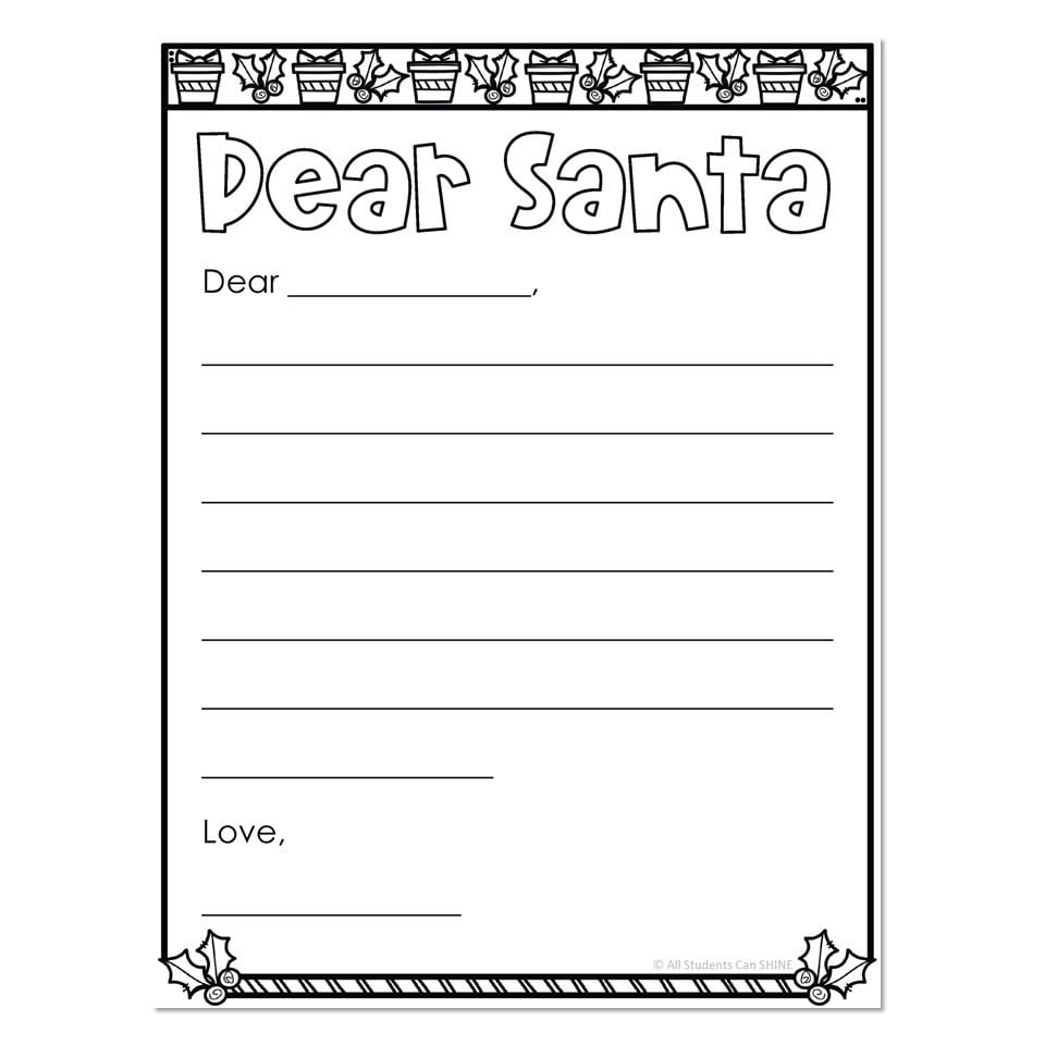 Monthly Themed Writing - December - Letter for Santa - Lucky Little ...