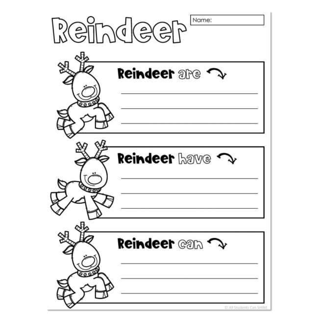 Monthly Themed Writing - December - Reindeer Are Have Can - Lucky ...