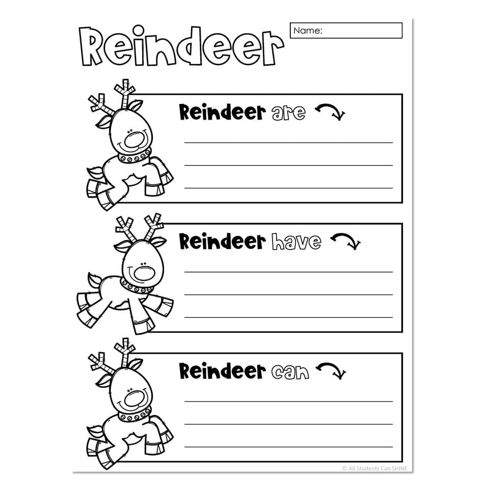 Monthly Themed Writing - December - Reindeer Are Have Can - Lucky ...