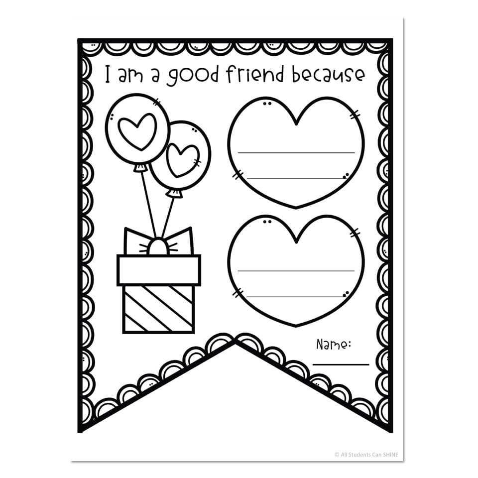 Monthly Themed Writing - February - A Good Friend - Lucky Little Learners