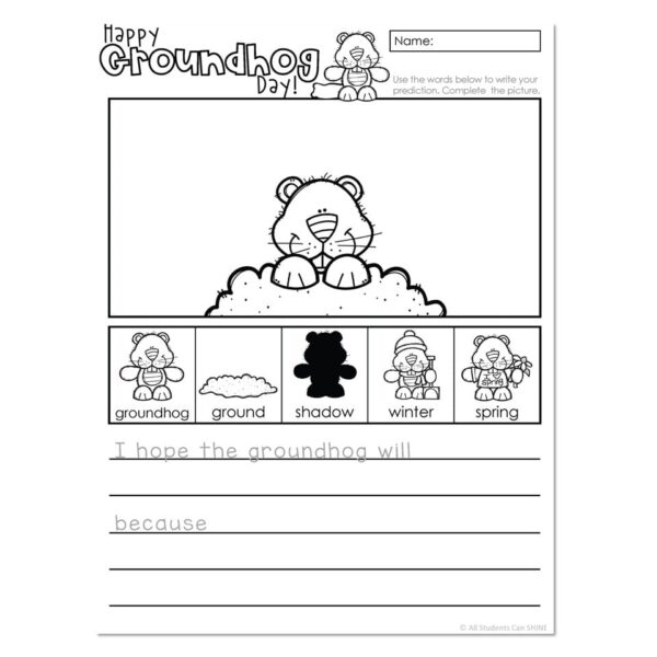 Monthly Themed Writing - February - Draw and Write - Groundhog Day ...