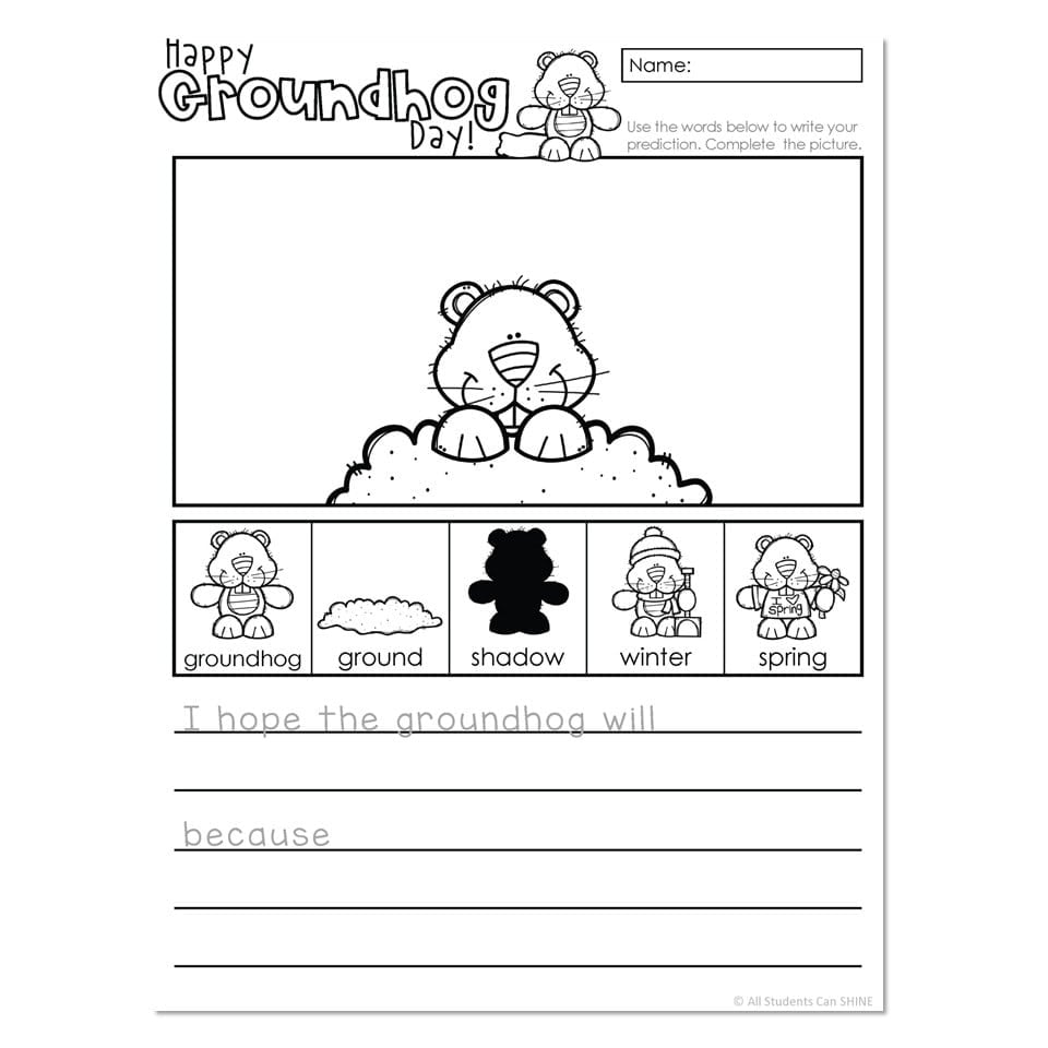 Monthly Themed Writing - February - Draw and Write - Groundhog Day ...