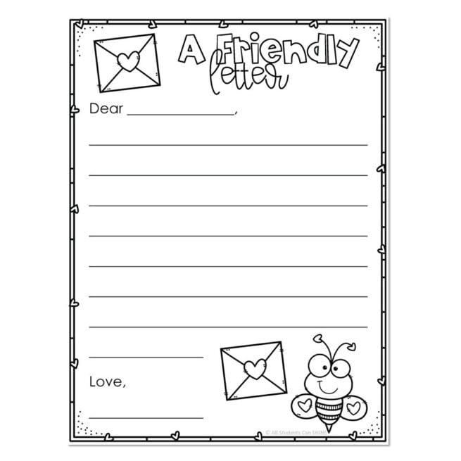 Monthly Themed Writing - February - Letter Writing - Lucky Little Learners