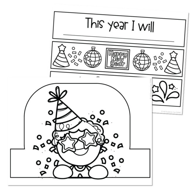 Monthly Themed Writing - January - New Years Hat - Lucky Little Learners