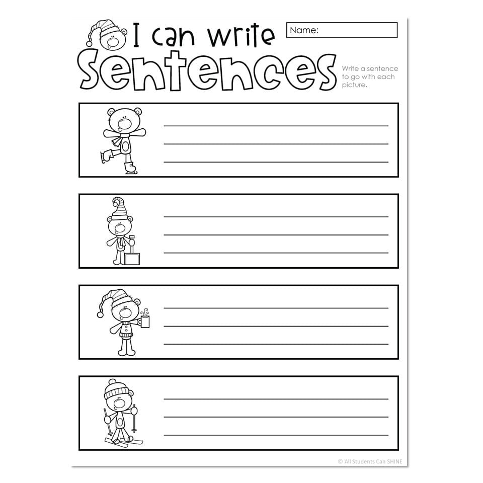 Monthly Themed Writing - January - Sentence Writing - Lucky Little Learners