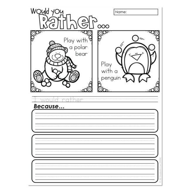 Monthly Themed Writing - January - Would You Rather - Lucky Little Learners
