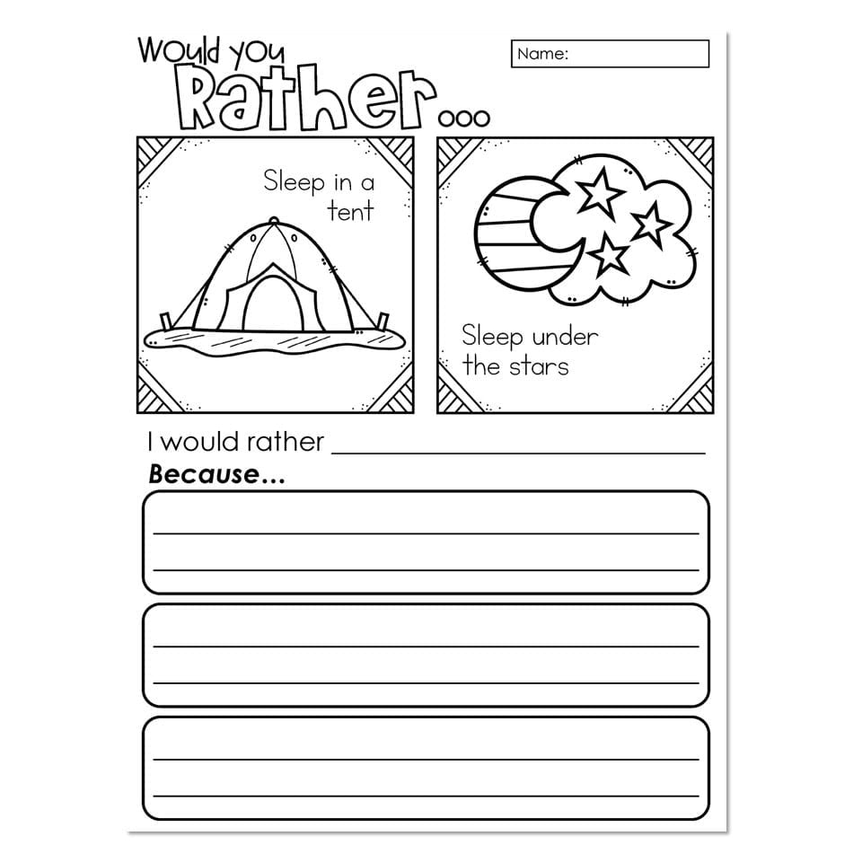 Monthly Themed Writing - June and July - Would You Rather - Lucky ...