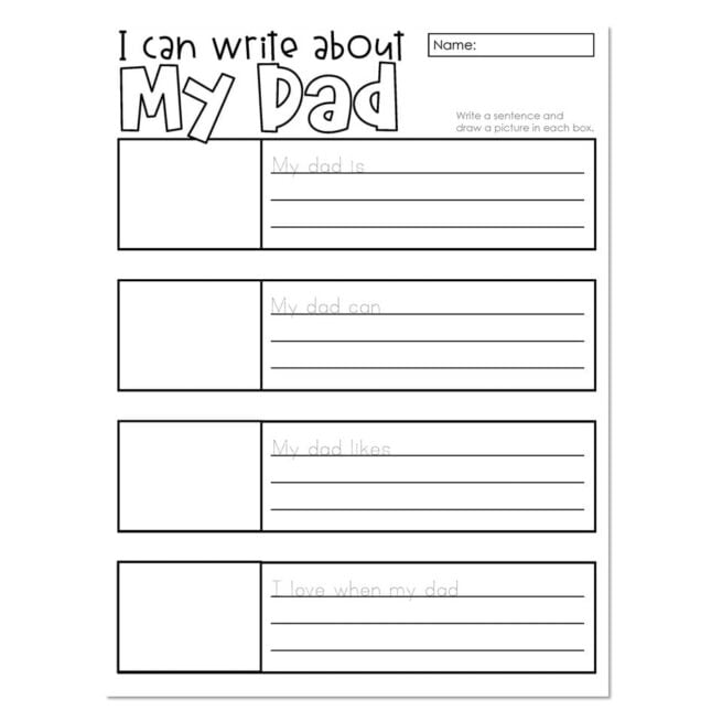 Monthly Themed Writing - June and July - Write About Dad - Lucky Little ...