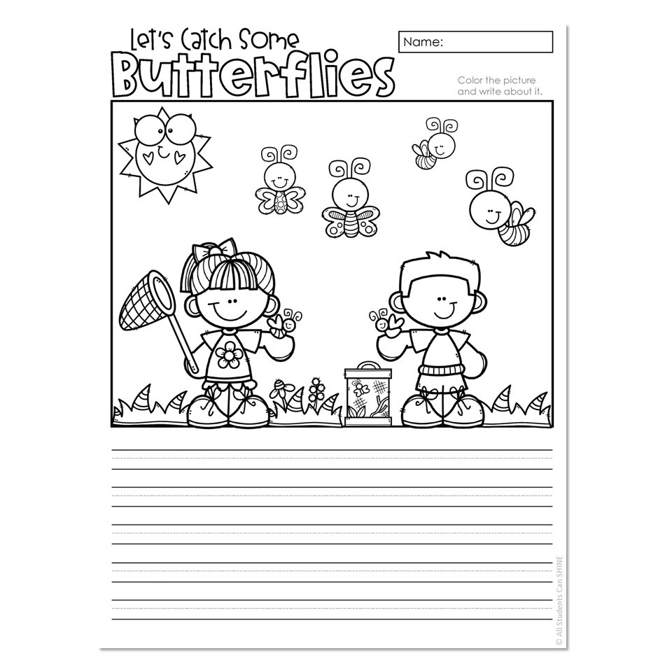 Monthly Themed Writing - March - Color and Write - Lucky Little Learners