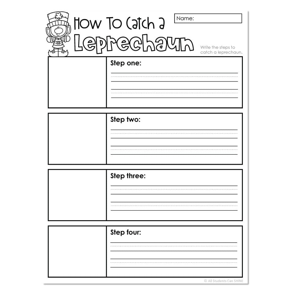 Monthly Themed Writing - March - Leprechaun Sequence Writing - Lucky ...
