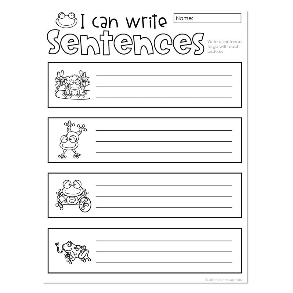 Monthly Themed Writing - May - Frog Sentence Writing - Lucky Little ...