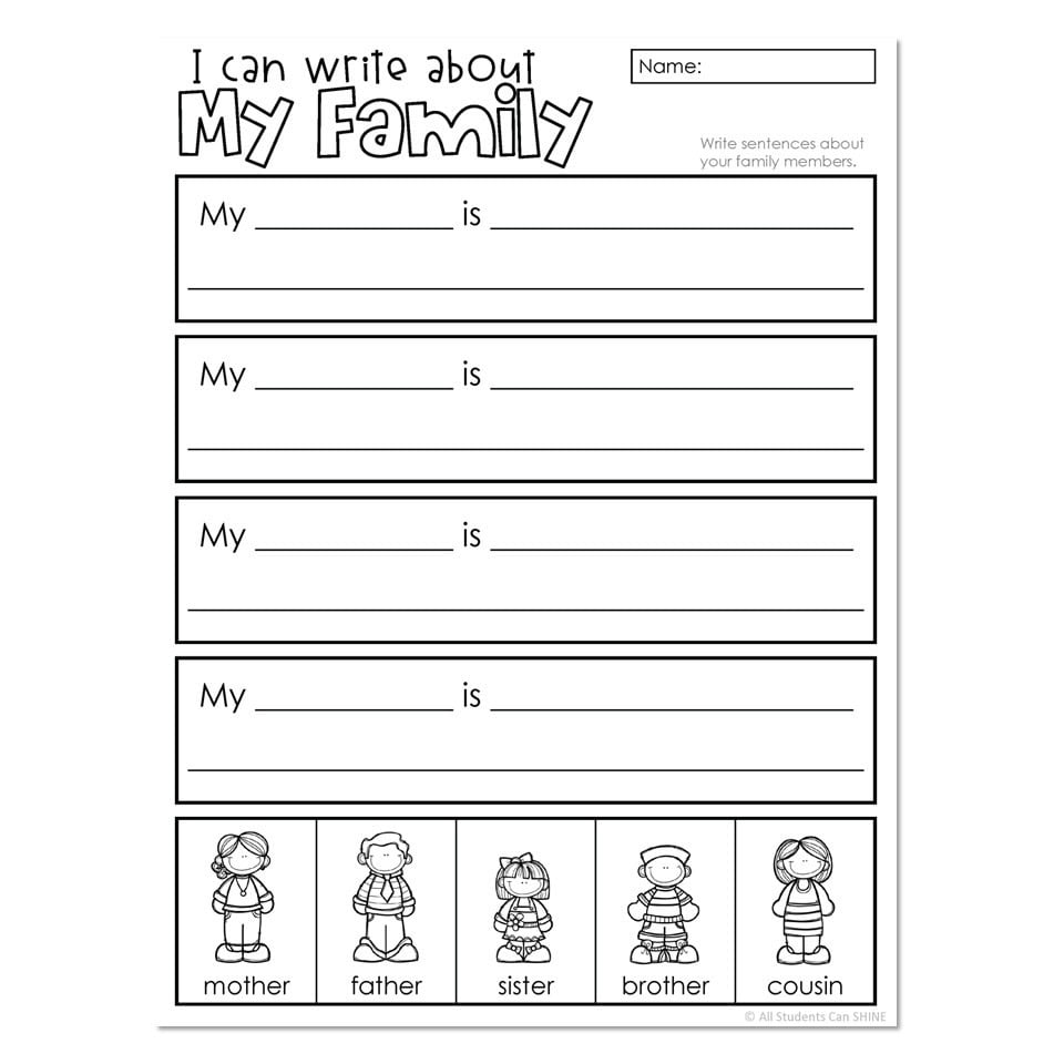 Monthly Themed Writing - November - I Can Write About My Family - Lucky ...