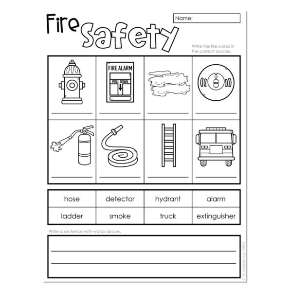 Monthly Themed Writing - October - Fire Safety Vocabulary - Lucky ...